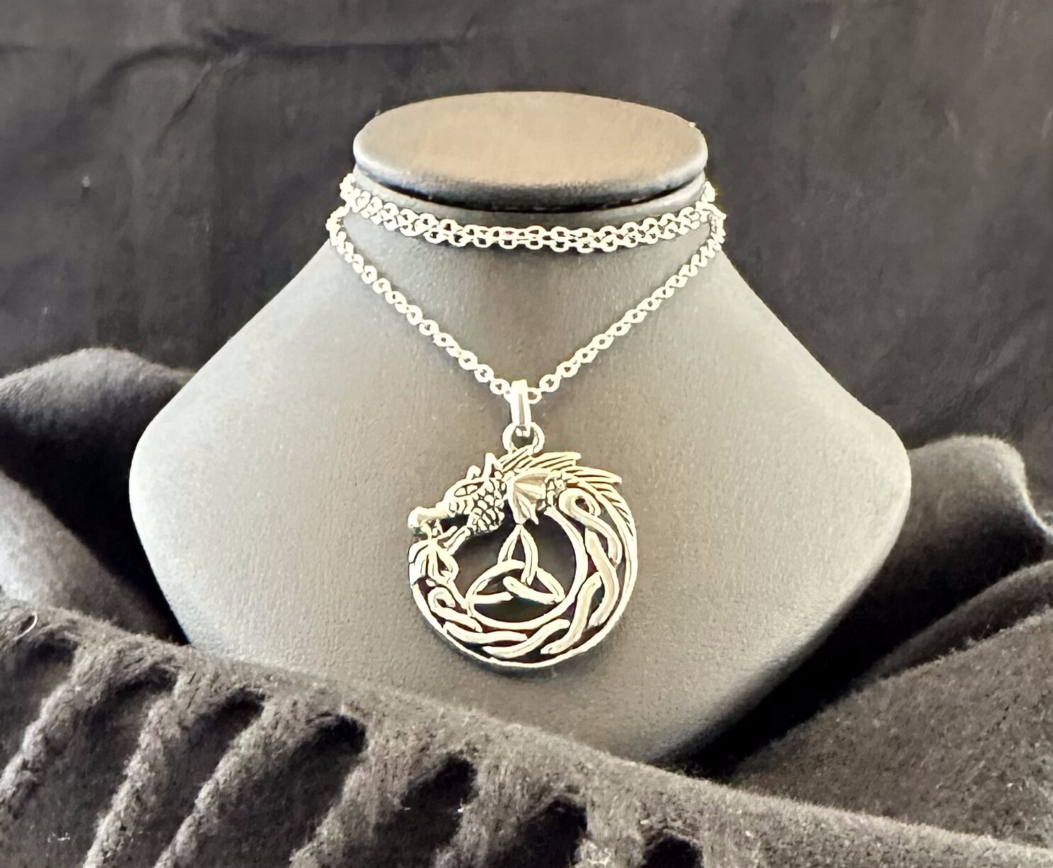 Celtic Dragon with Trinity Knot Necklace - Kristan Lantosh Boutique