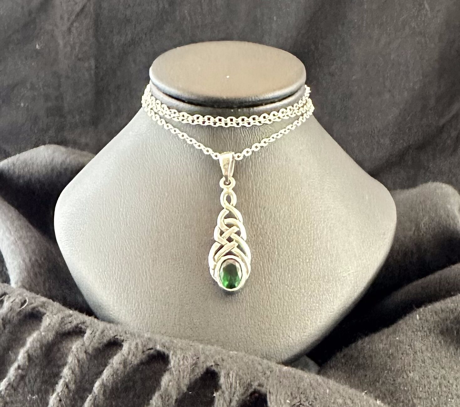 Celtic Irish Weave with Synthetic Emerald Necklace - Kristan Lantosh ...