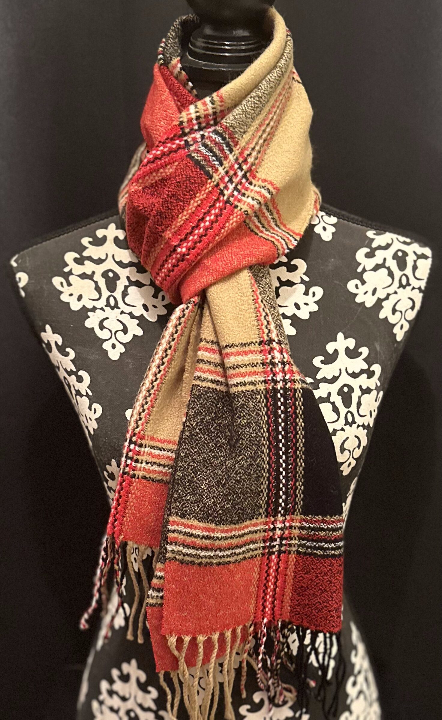Red & Brown Scottish Cashmere Scarf - Kristan Lantosh Boutique